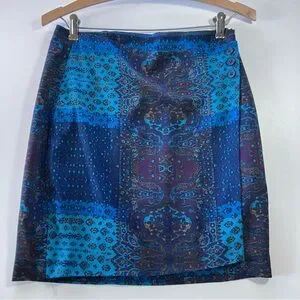 RW&CO. | Skirts | Rwco Patchwork Paisley Wrap Mini Skirt Womens Size ...